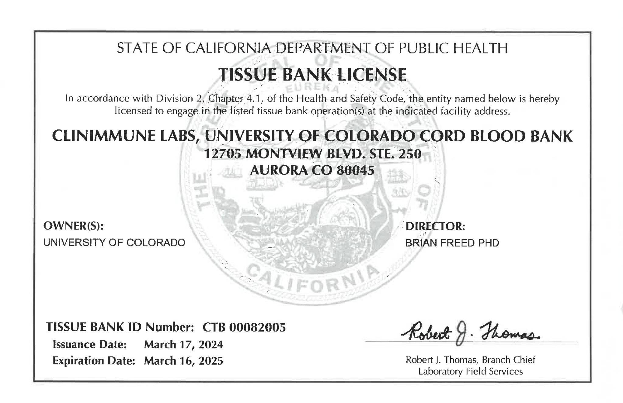 Accreditations : ClinImmune Cell & Gene Therapy