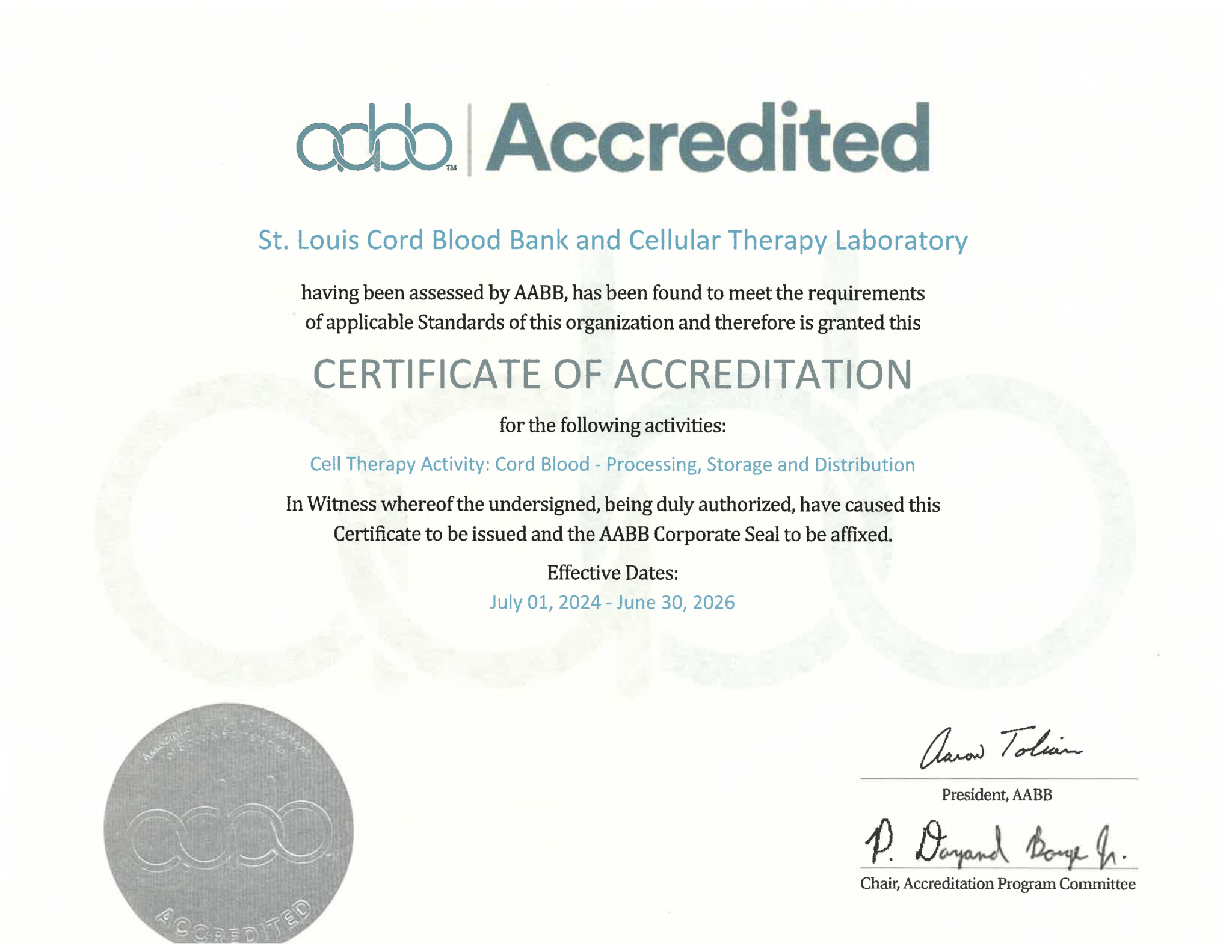 Accreditations : ClinImmune Cell & Gene Therapy